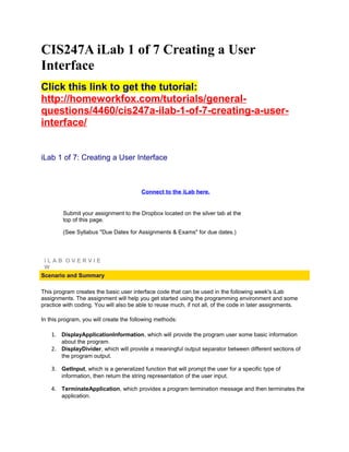 Cis247 a ilab 1 of 7 creating a user interface | PDF