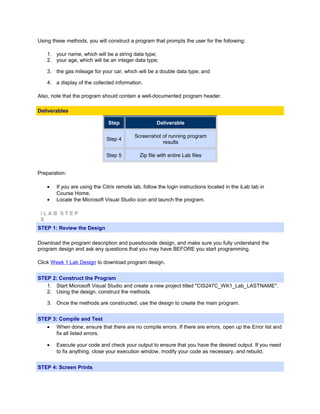 Cis247 a ilab 1 of 7 creating a user interface | PDF