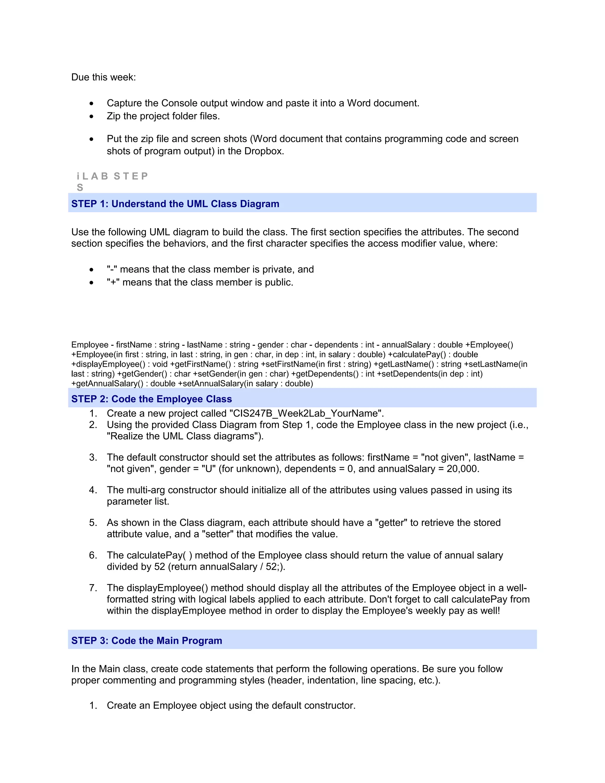 Cis247 a ilab 2 of 7 employee class | DOC