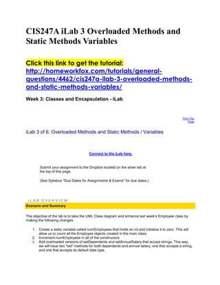 Cis247 a ilab 3 overloaded methods and static methods variables | PDF