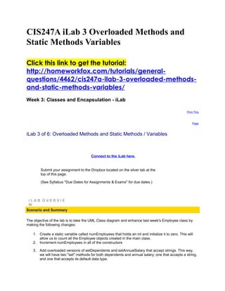Cis247 a ilab 3 overloaded methods and static methods variables | PDF