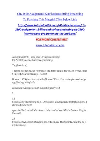 Cis 2500 assignment2 filesand(stringprocessing | PDF