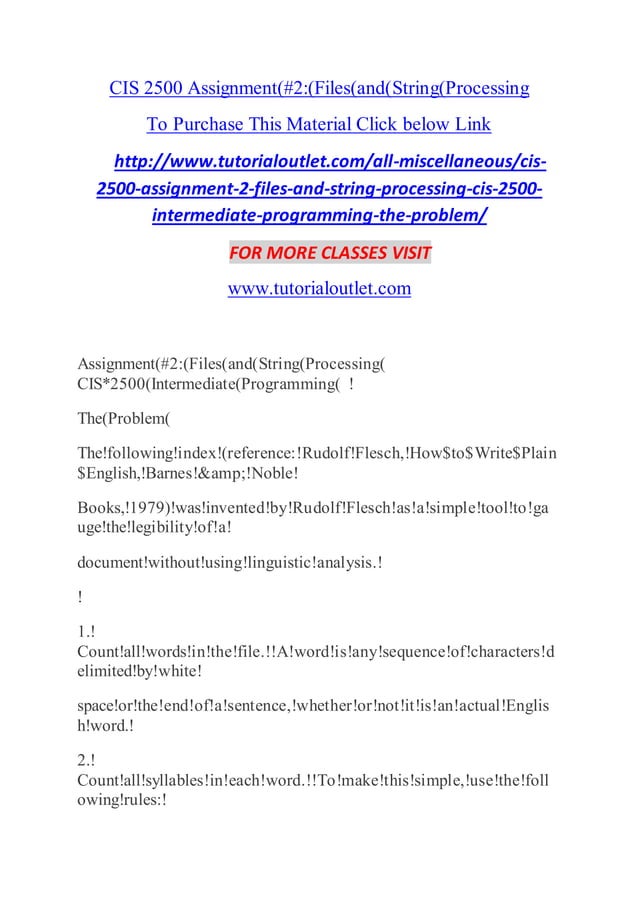 Cis 2500 assignment2 filesand(stringprocessing | PDF