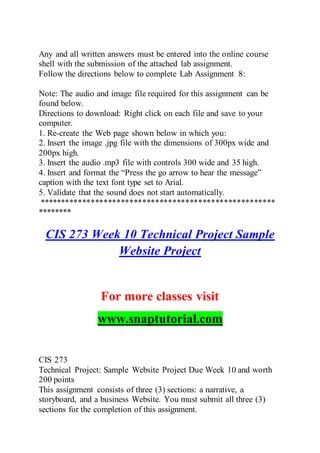 Cis 273 Education Organization / snaptutorial.com