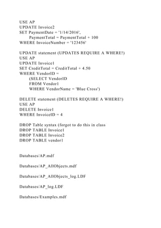 CIS276DB Module 6 Assignment 1. Write a select sta.docx
