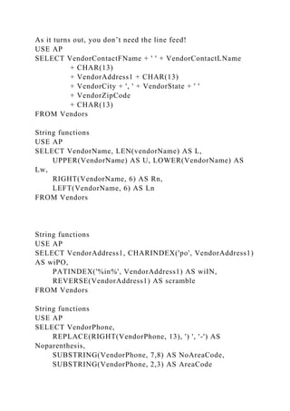CIS276DB Module 6 Assignment 1. Write a select sta.docx