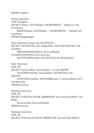 CIS276DB Module 6 Assignment 1. Write a select sta.docx