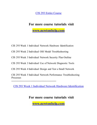 Cis 293 Extraordinary Success/newtonhelp.com | PDF