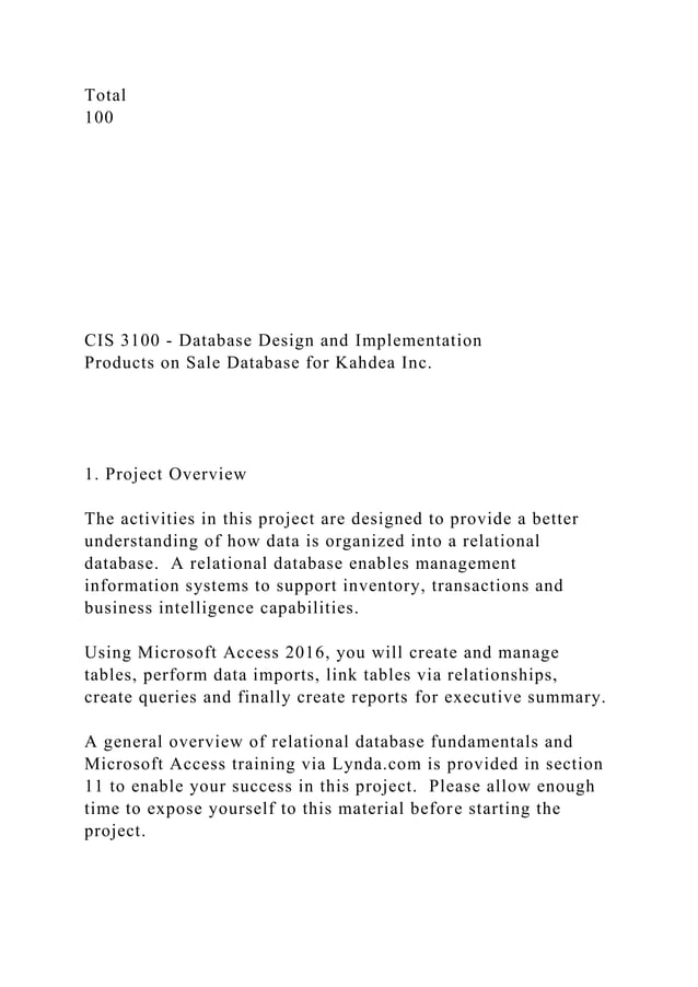 CIS 3100 - Database Design and ImplementationScoring Rubric.docx