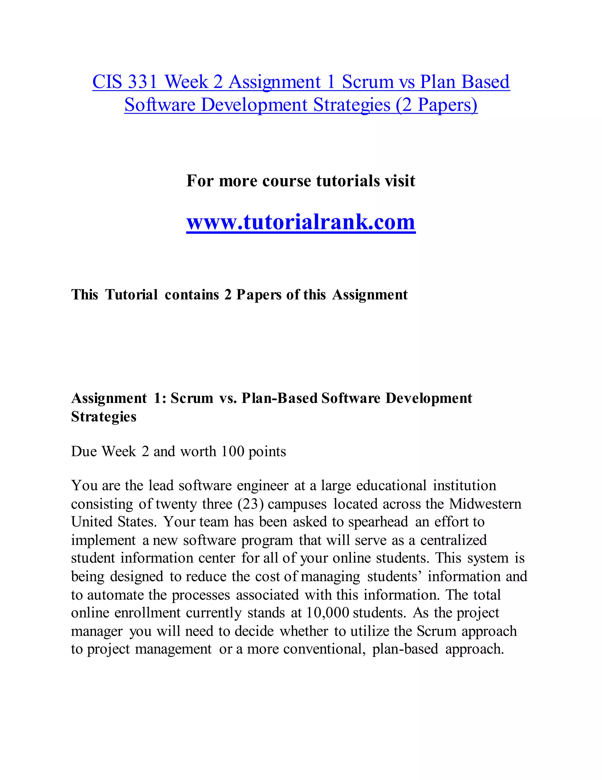 CIS 331 Effective Communication/tutorialrank.com