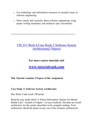 CIS 331 Effective Communication/tutorialrank.com