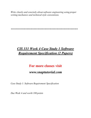 Cis 331 Success Begins / snaptutorial.com