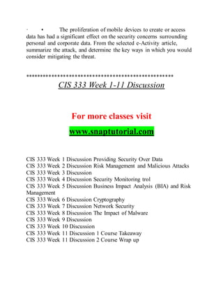 Cis 333 Education Redefined - snaptutorial.com