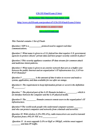CIS 333 Final Exam (3 Sets) | PDF