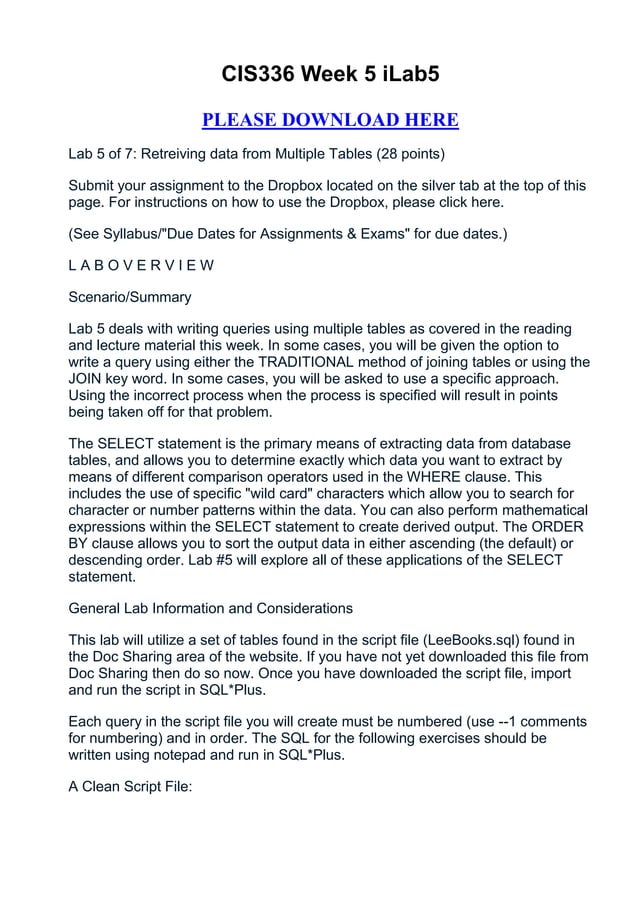 Cis336 week 5 i lab5 | PDF