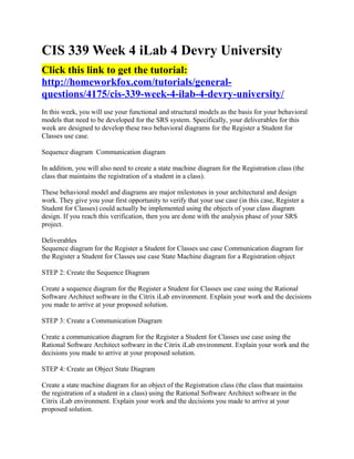 Cis339 week 4 i lab 4 devry university