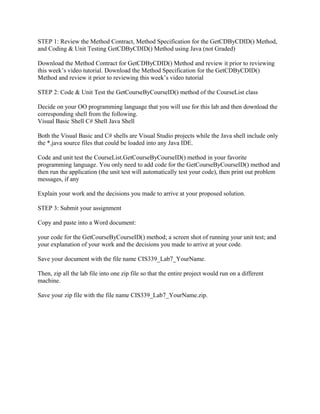 Cis339 week 7 i lab 7 devry university