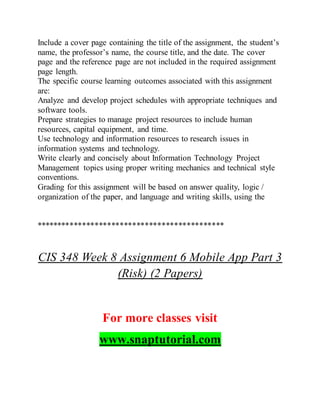 Cis 348 Education Redefined - snaptutorial.com