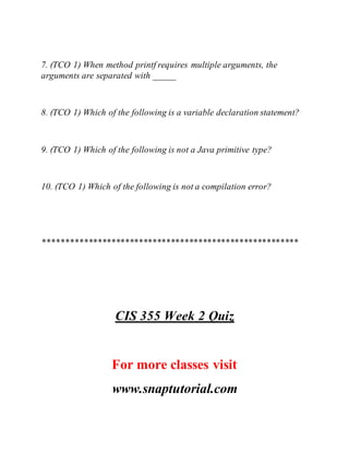 Cis 355 Enthusiastic Study - snaptutorial.com
