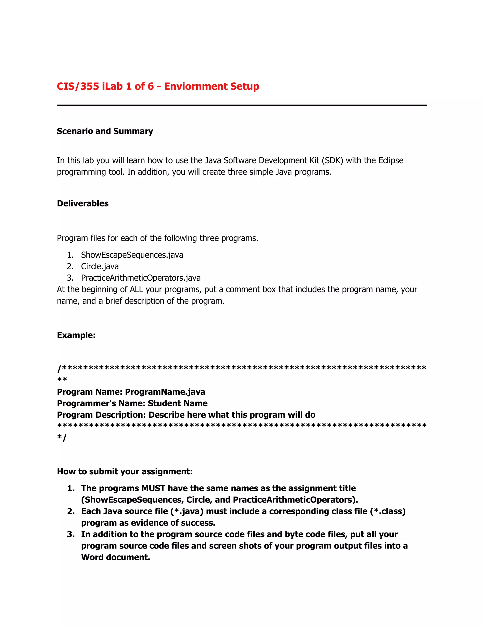 Cis 355 i lab 1 of 6 | DOCX