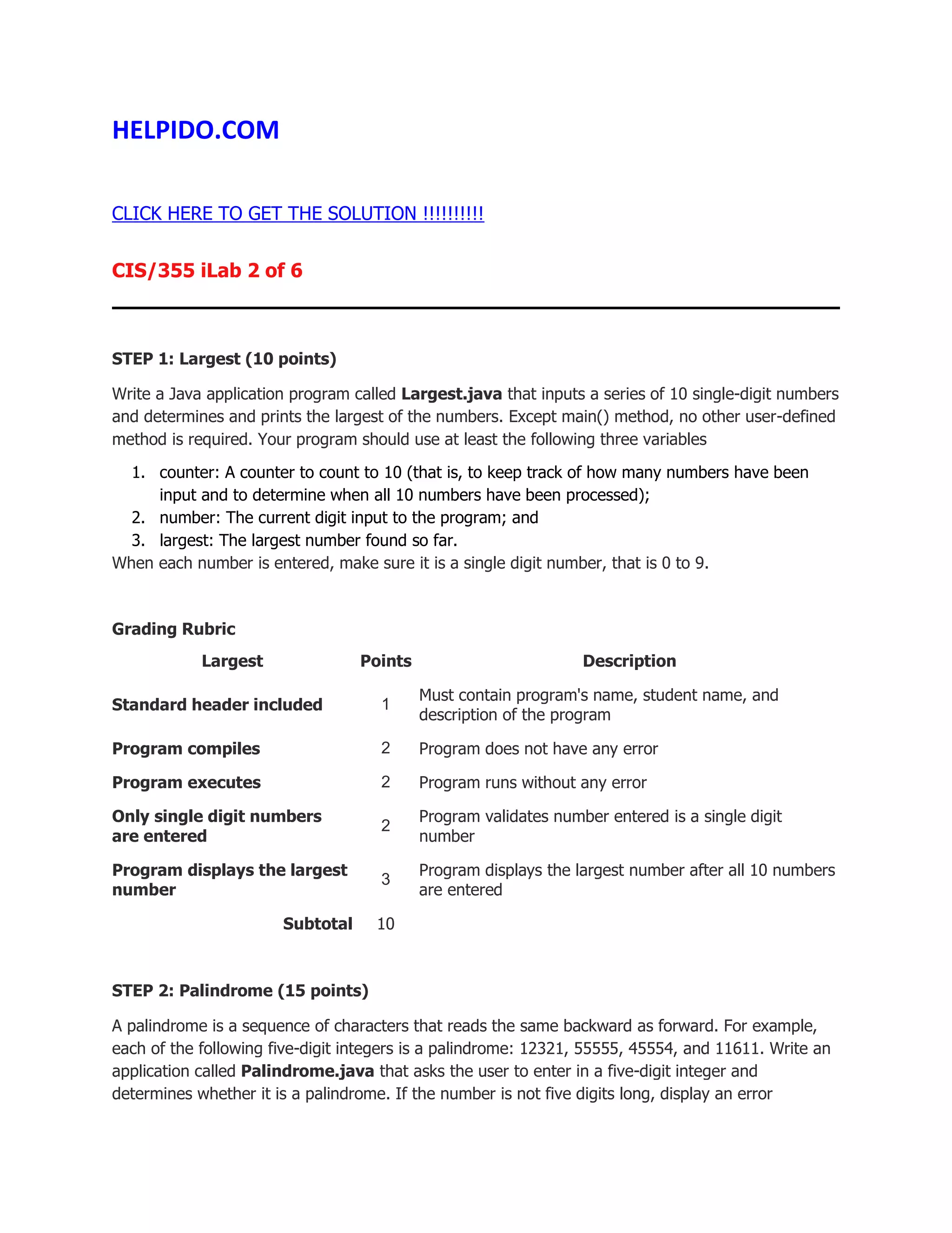 Cis 355 i lab 2 of 6 | DOCX | Programming Languages | Computing
