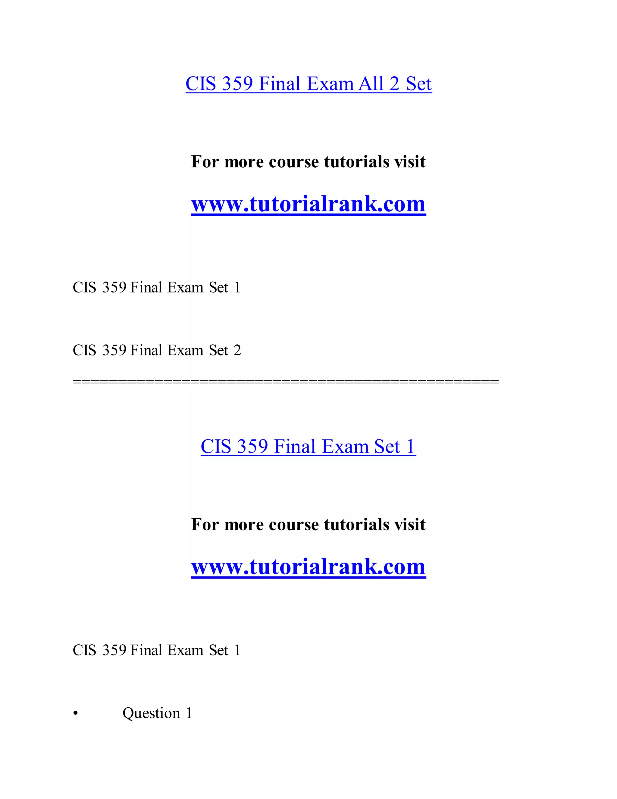 CIS 359 Inspiring Innovation/tutorialrank.com