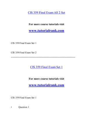 CIS 359 Inspiring Innovation/tutorialrank.com