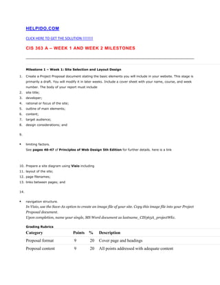 Cis 363 milestone 1 and 2 | DOCX