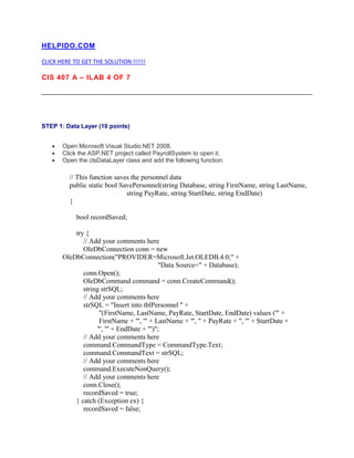 Cis 407 i lab 4 of 7 | PDF