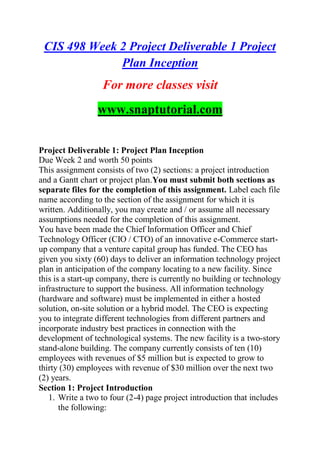 Cis 498 Believe Possibilities / snaptutorial.com