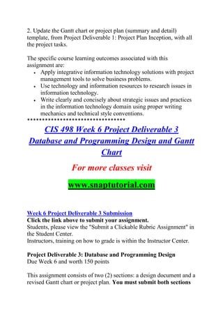 Cis 498 Believe Possibilities / snaptutorial.com