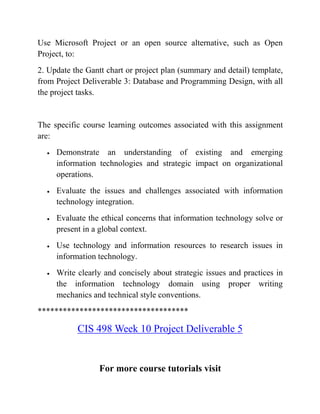 Cis 498 Inspiring Innovation--tutorialrank.com | Databases | Computer Software and Applications