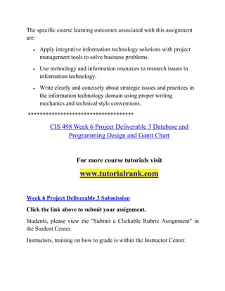 Cis 498 Inspiring Innovation--tutorialrank.com | Databases | Computer Software and Applications