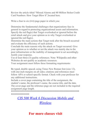 Cis 500 Exceptional Education / snaptutorial.com