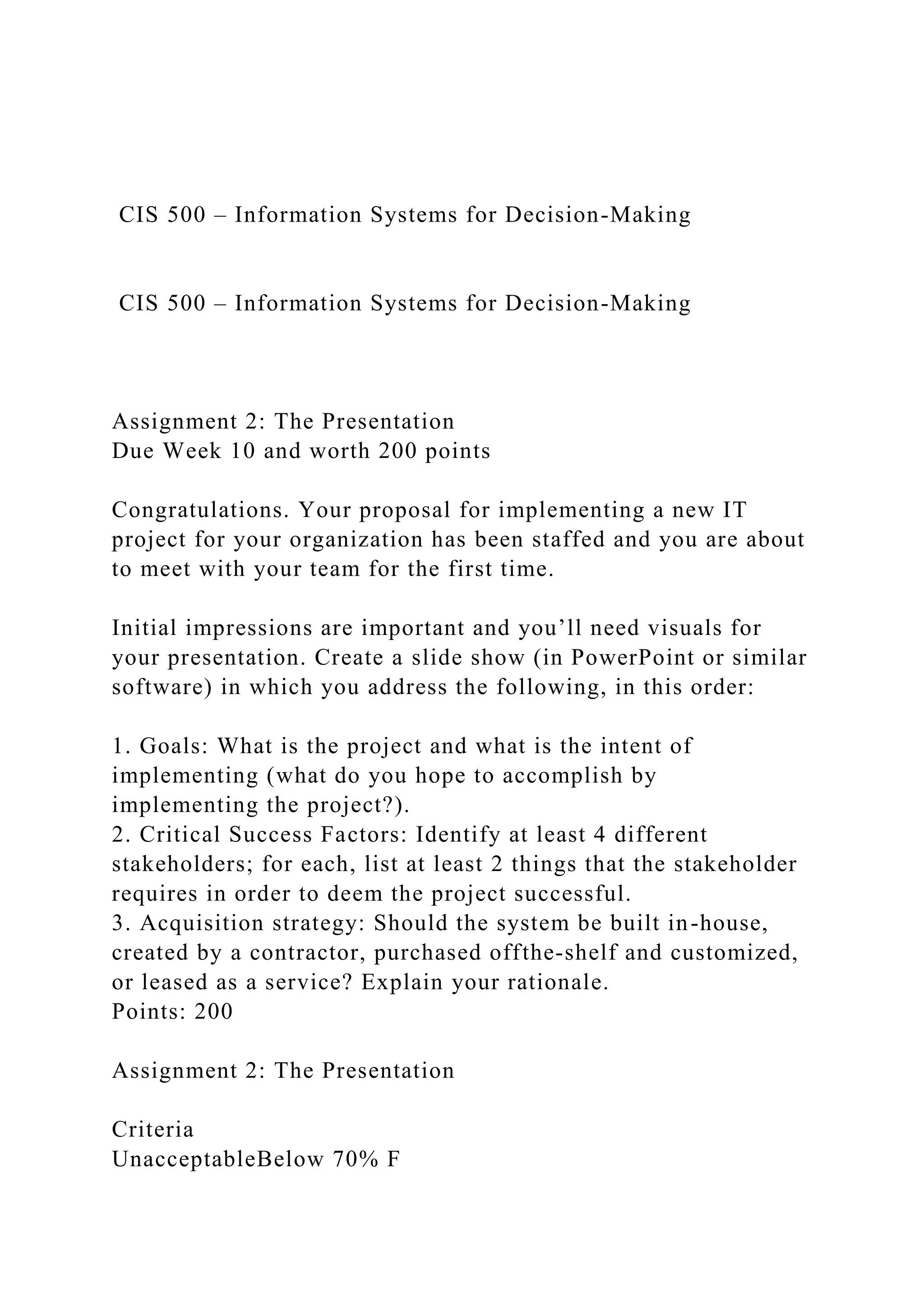CIS 500 – Information Systems for Decision-Making CIS 5.docx | Computer ...