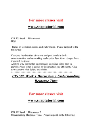 CIS 505 Effective Communication - snaptutorial.com