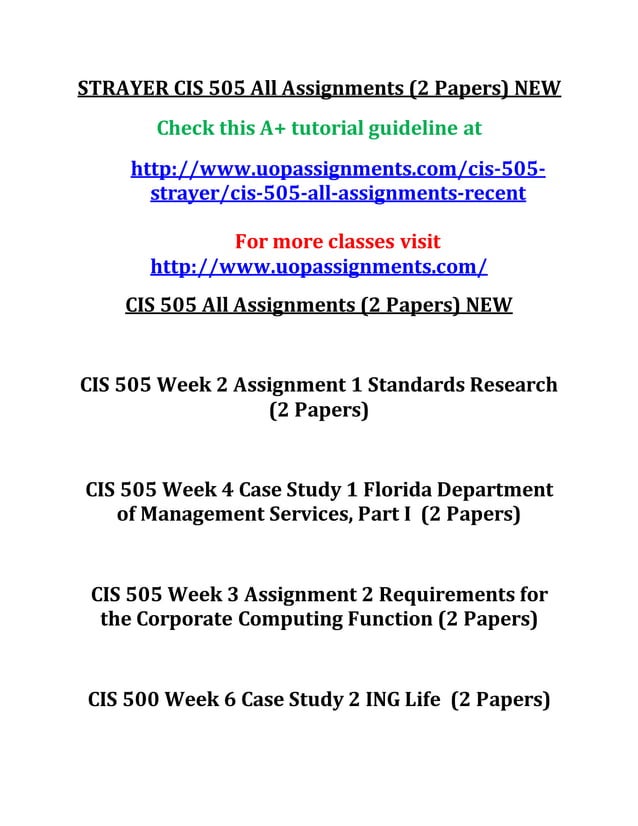 CIS 505 Entire Course NEW | DOCX