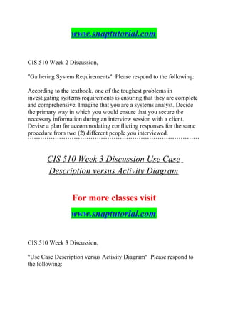 Cis 510 Effective Communication / snaptutorial.com