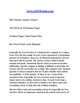 CIS 510 RANK Inspiring Innovation--cis510rank.com