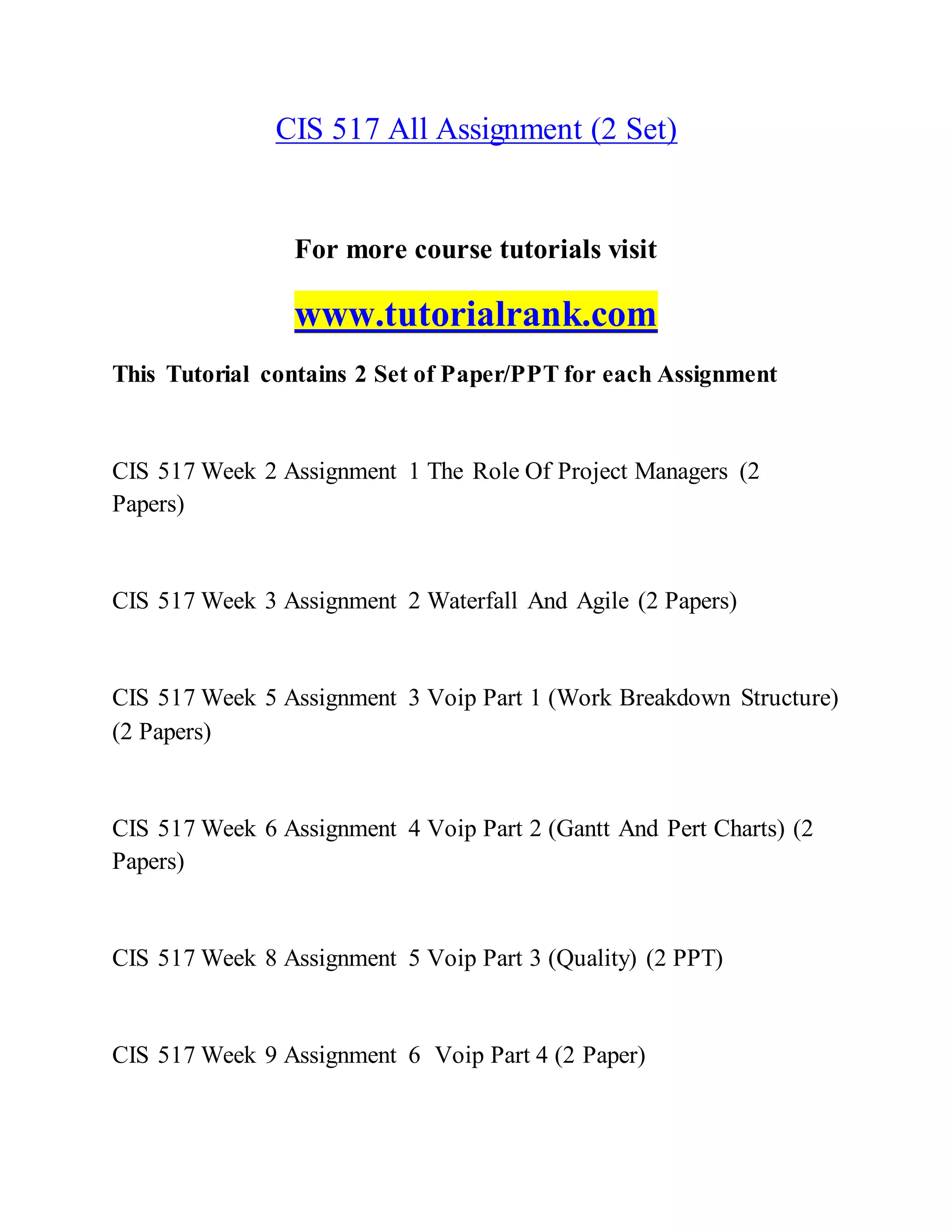 CIS 517 Effective Communication/tutorialrank.com