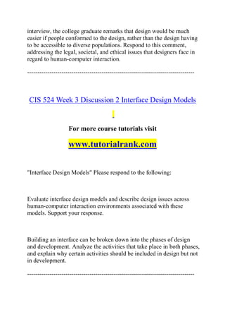 Cis 524 Teaching Effectively--tutorialrank.com