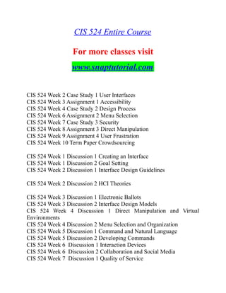 Cis 524 Effective Communication-snaptutorial.com