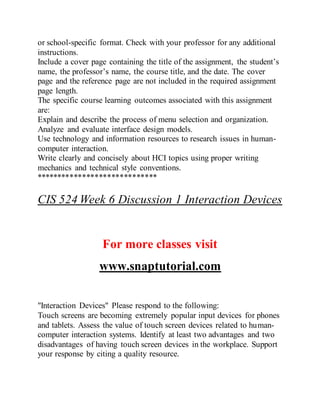 CIS 524 Education Organization / snaptutorial.com