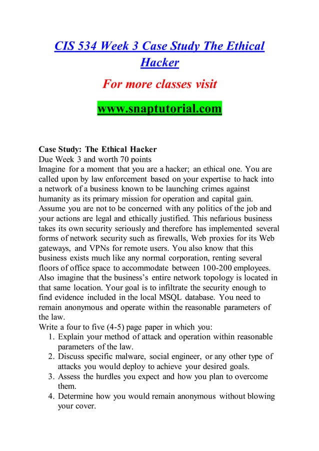 CIS 534 Education Specialist / snaptutorial.com