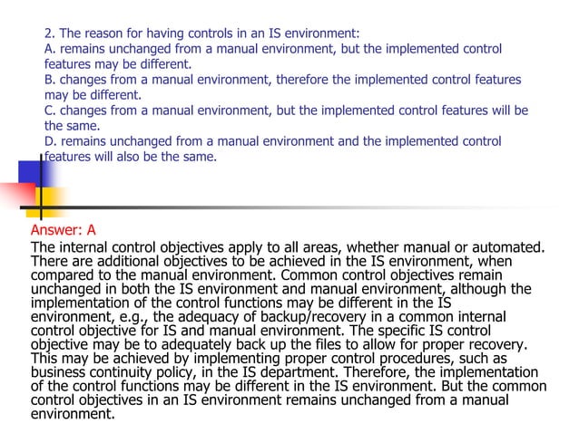 CISA exam 100 practice question | PPTX | Business Accounting & Finance ...