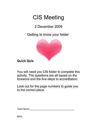 Cis Accreditation Familiarisation Quiz | DOC