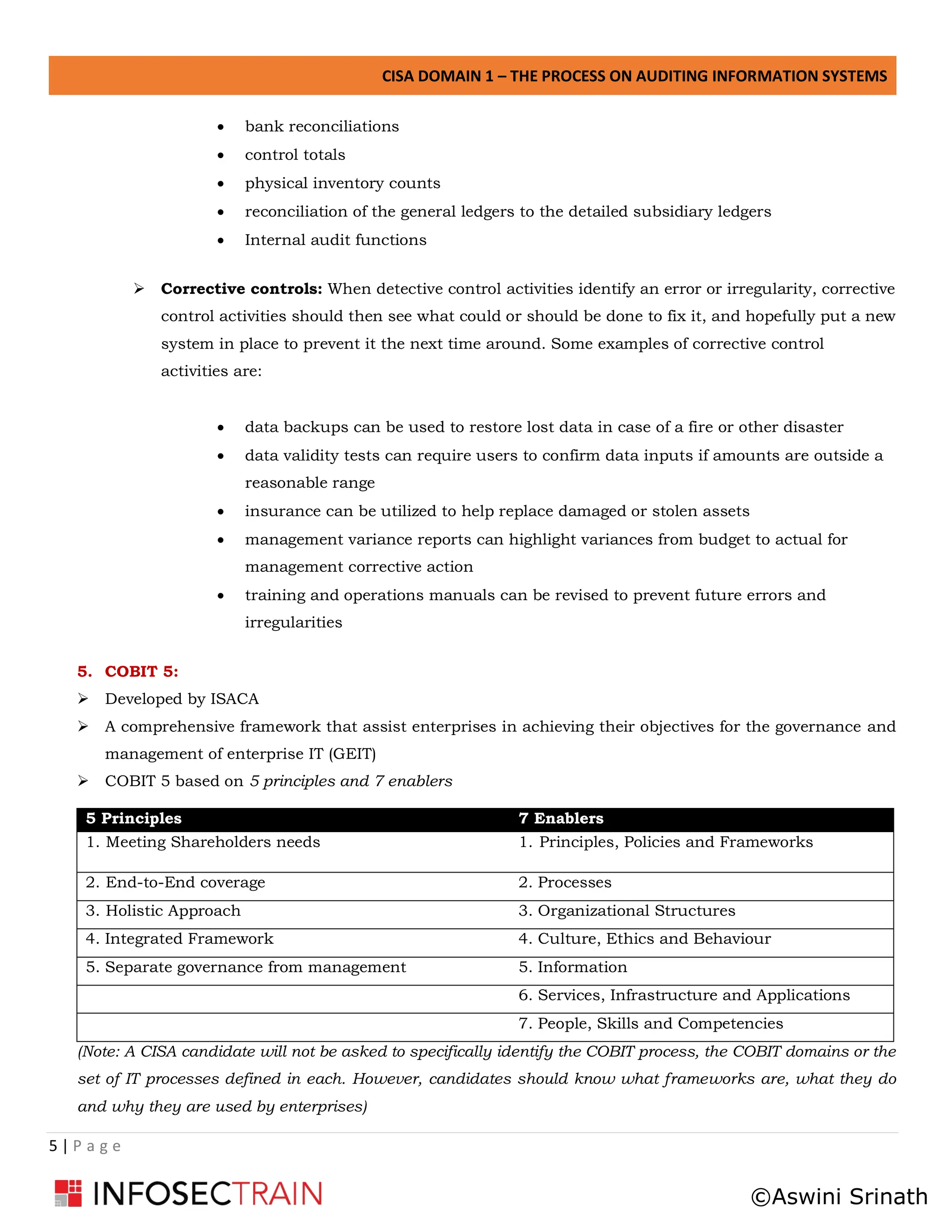 CISA Domain Wise Summary By InfosecTrain | PDF