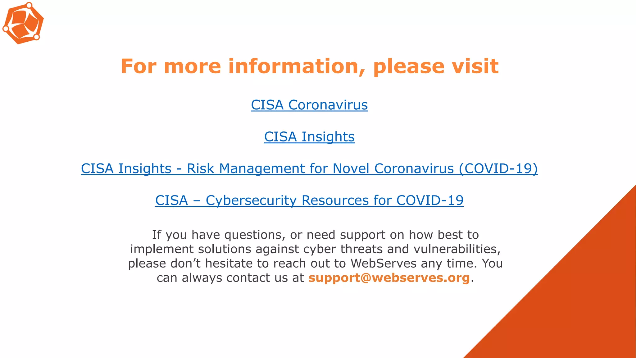 Inforgraphic: Risk Management Recommendations for Covid-19 by CISA | PPT