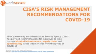 Inforgraphic: Risk Management Recommendations for Covid-19 by CISA | PPT