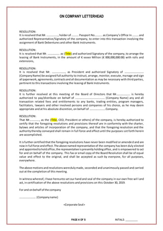 Project Funding and Banking Instrument Such As {(BG/SBLC/LC/DLC/MTN ...